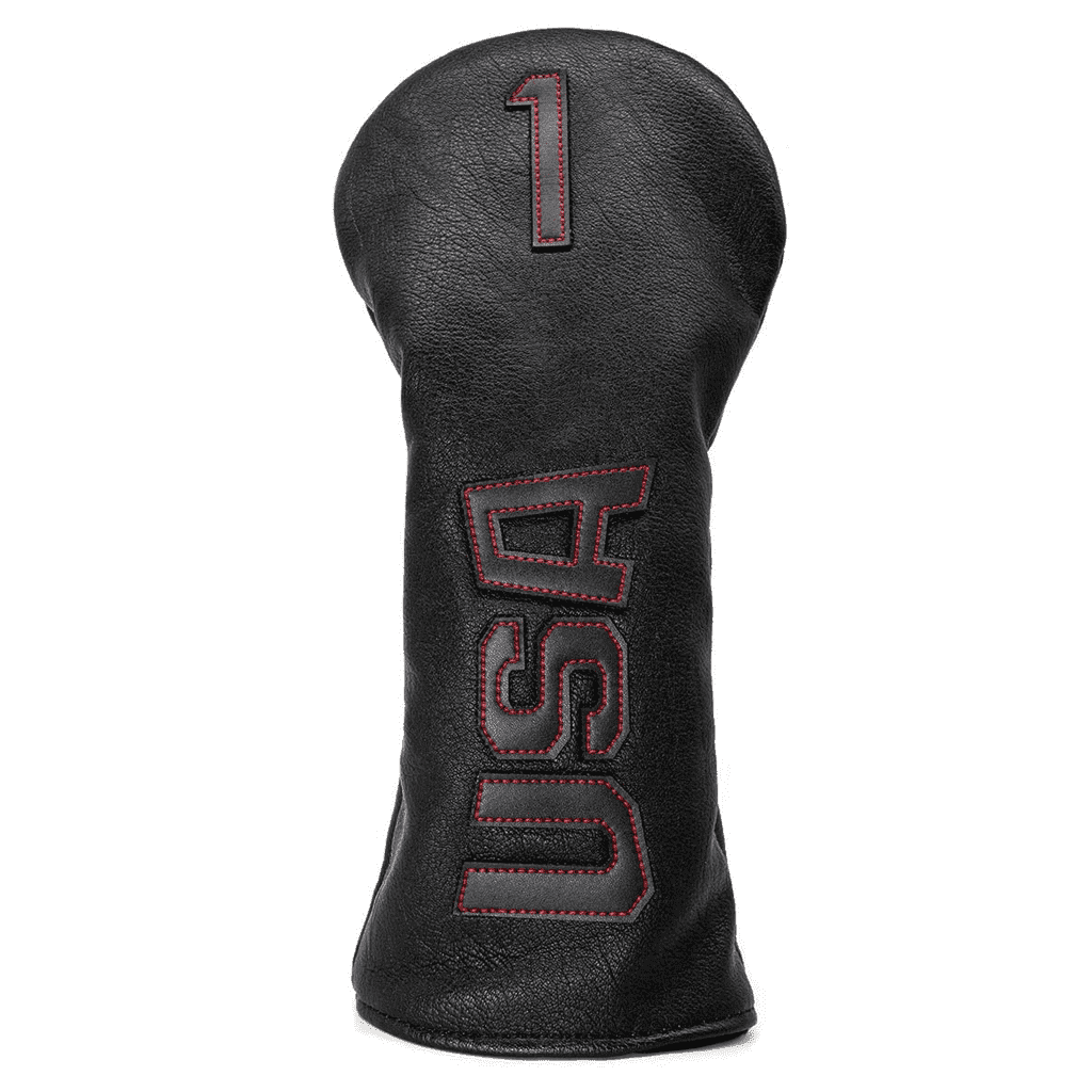 Black Leather USA Driver Head Cover| Gloof Golf – gloofgolf